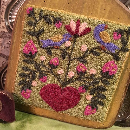 Primitive Punchneedle Embroidery Pattern Birds N Berries - Etsy