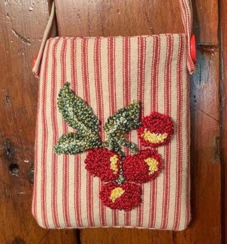Primitive Punchneedle Embroidery Cherries on Ticking Pattern - Etsy