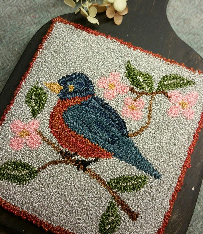 Primitive Punchneedle Robin N Apple Blossoms Pattern - Etsy