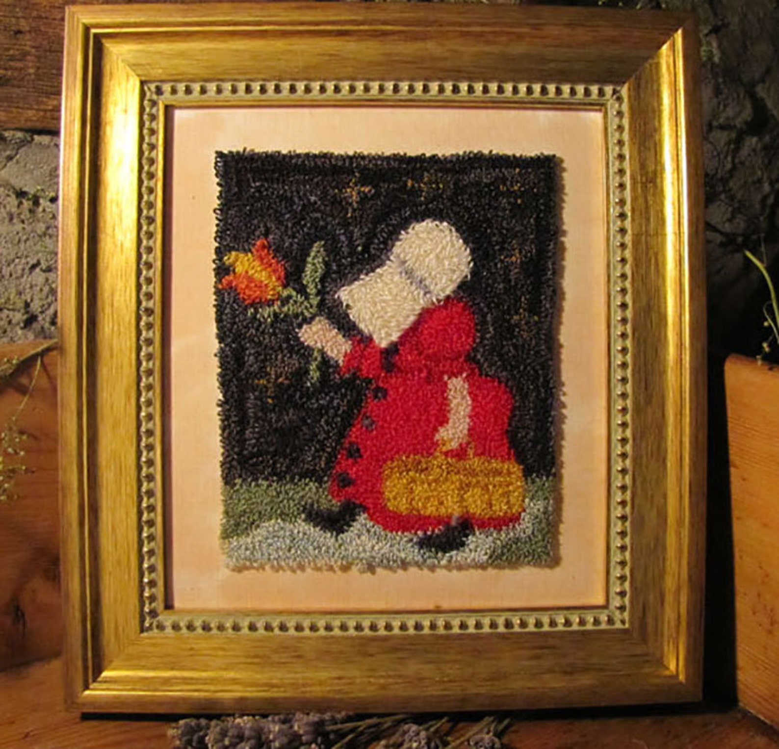Primitive Punch Needle Pattern May Bonnet Girl - Etsy