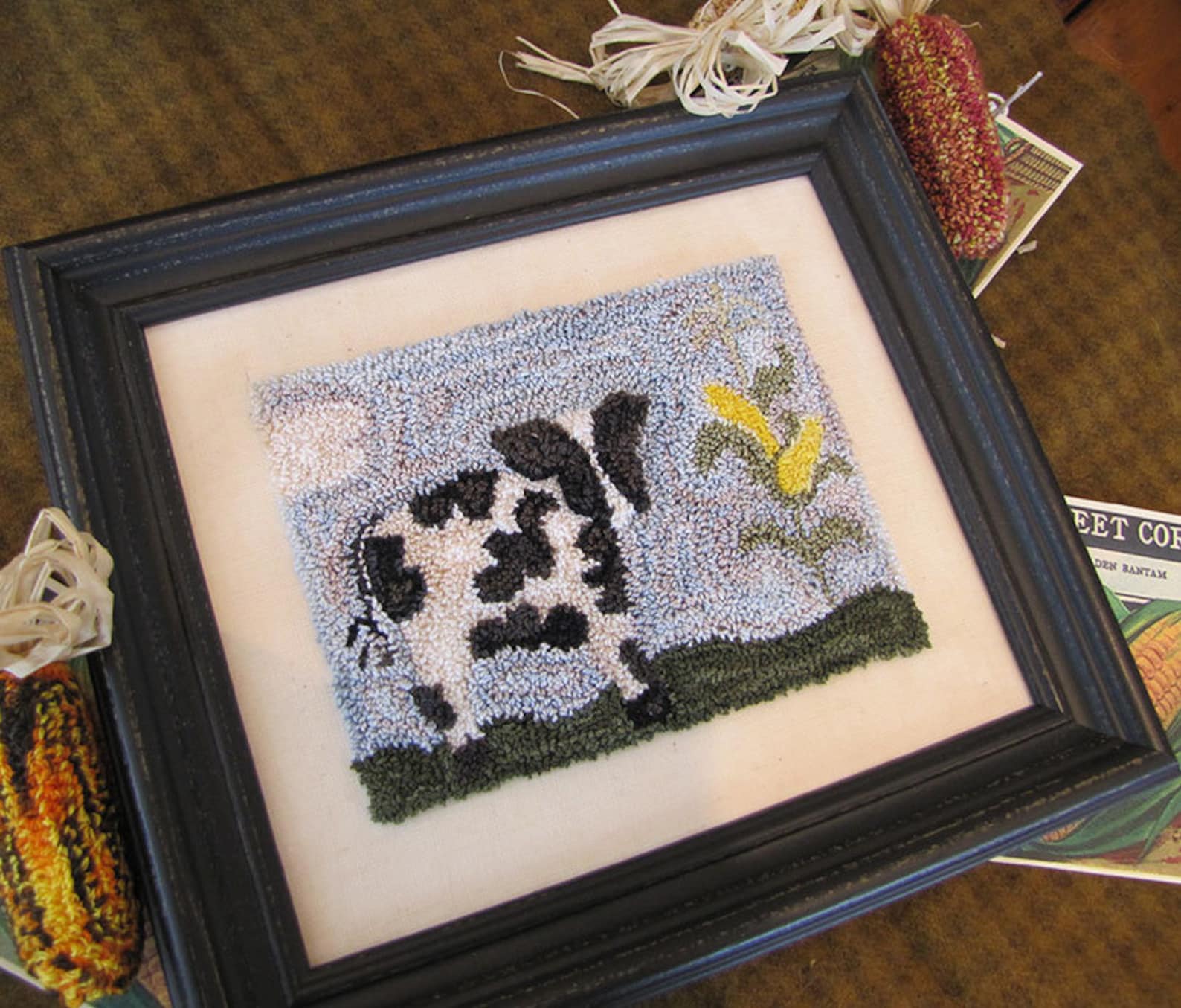 Primitive Punchneedle Mazie & the Corn Stalk Pattern - Etsy