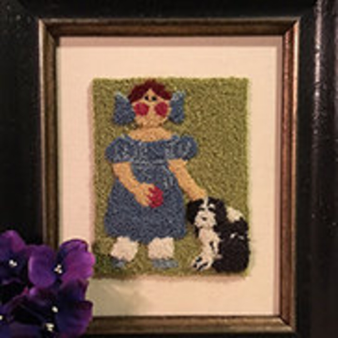 Blue Girl With Dog Punchneedle Pattern - Etsy