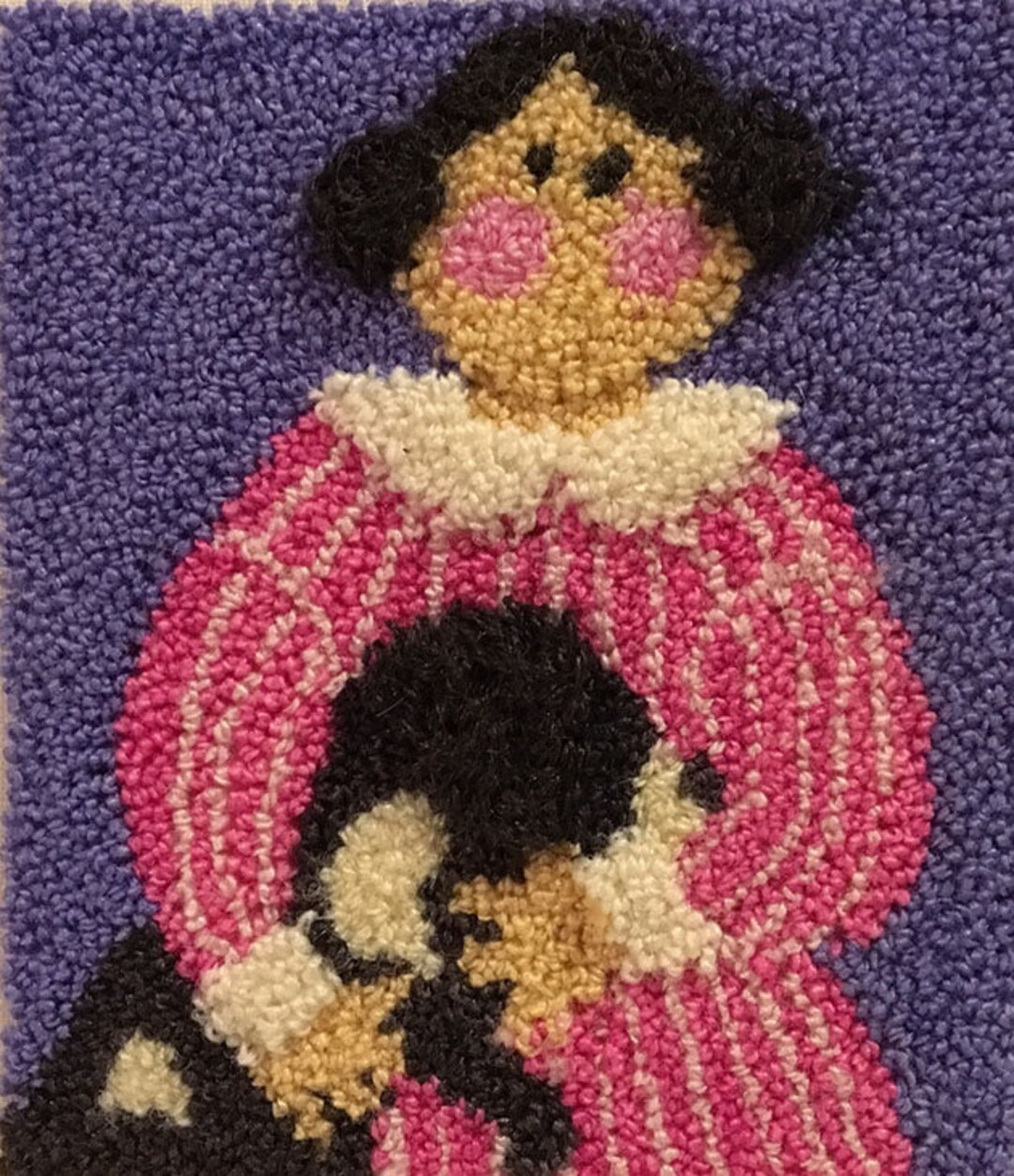 Pink Girl With Dog Punchneedle Pattern - Etsy