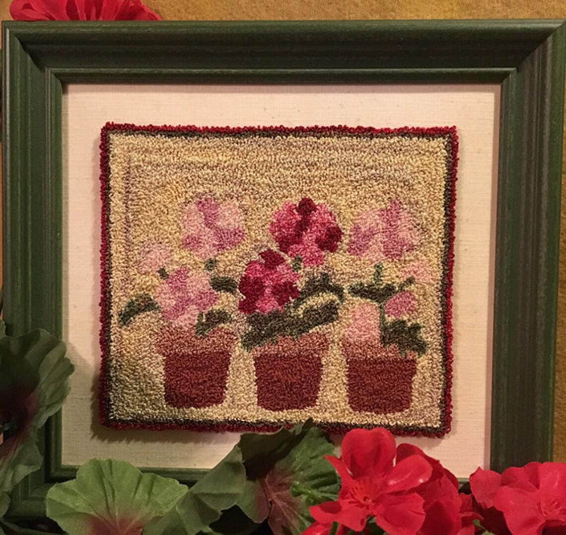 Primitive Punchneedle Geraniums Pattern - Etsy