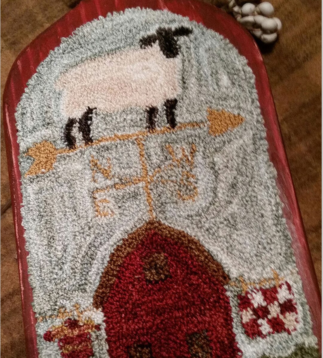 Primitive Punchneedle Embroidery Pattern Sheep N Wool Barn - Etsy