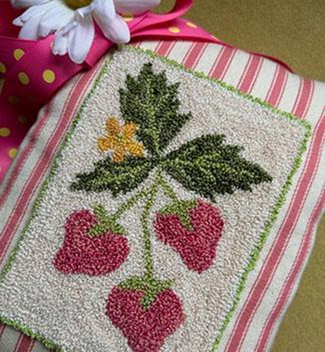 Finished Punchneedle Strawberry Season Pillow - Etsy
