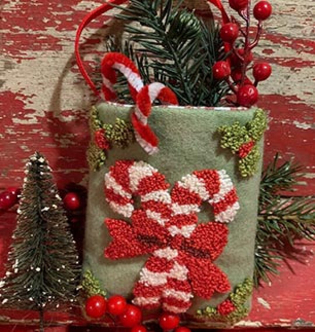 Candy Cane Ditty Bag Punchneedle Pattern - Etsy