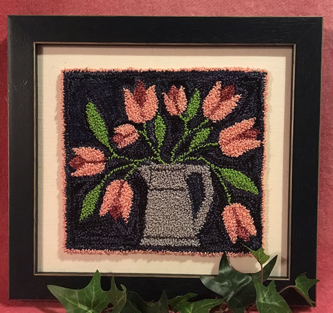 Primitive Punchneedle Pattern Pink Tulip Tankard - Etsy