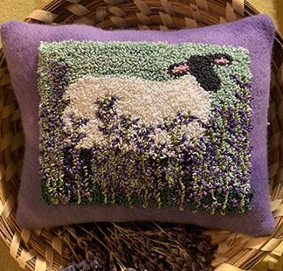 Primitive Punchneedle Embroidery Pattern Lavender - Etsy