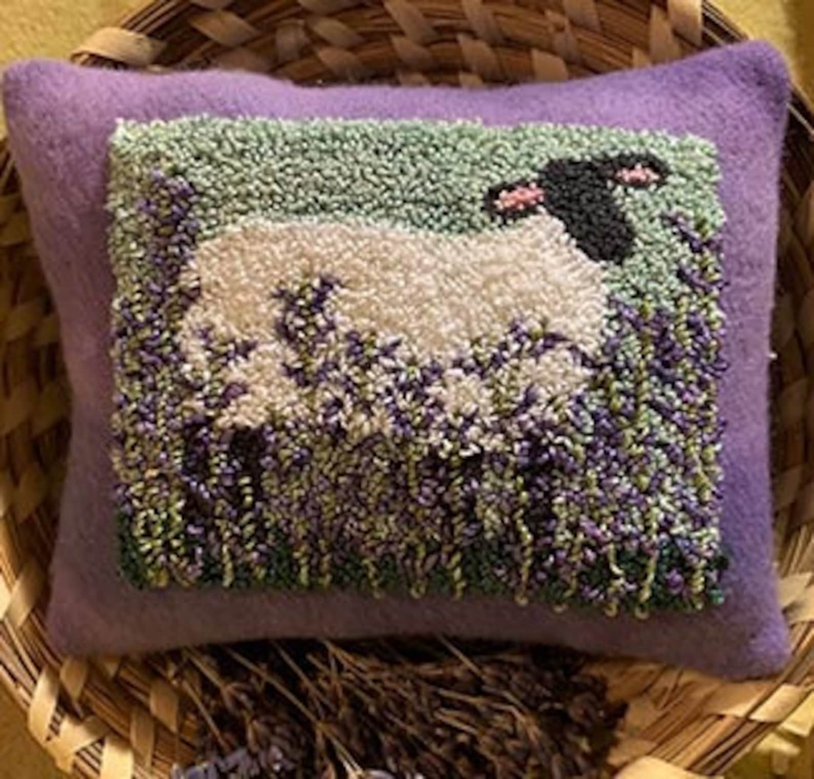 Primitive Punchneedle Embroidery Pattern Lavender - Etsy UK