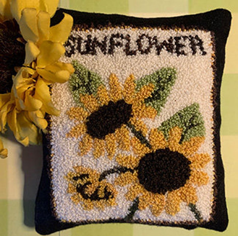 Primitive Punchneedle Sunflower Seed Packet Pattern - Etsy