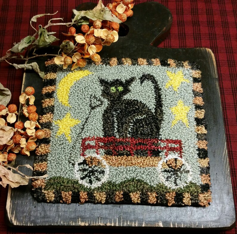 Cat in the Moon Punchneedle Pattern - Etsy