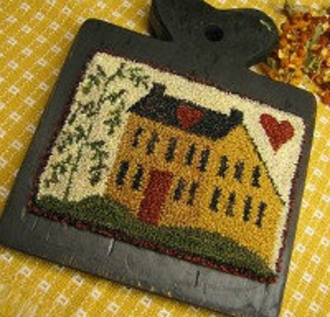 Primitive Punchneedle Embroidery Pattern Mustard Salt Box - Etsy