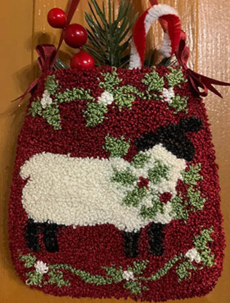 Sheep N Holly Ditty Bag Primitive Punchneedle Pattern - Etsy