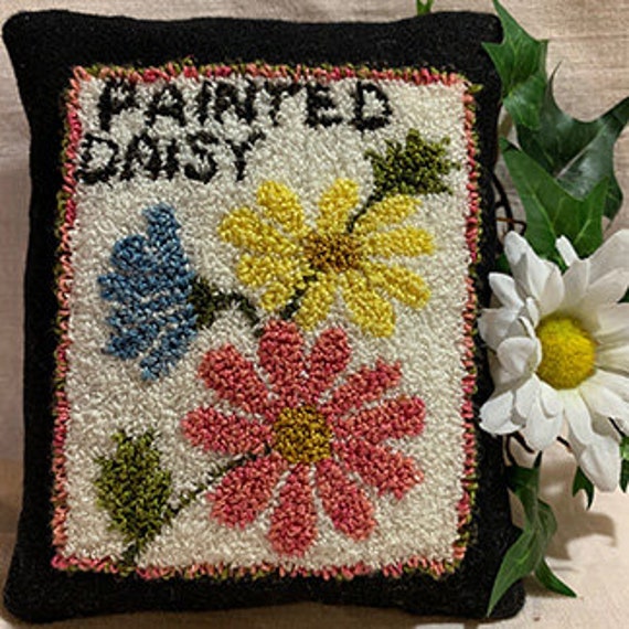 Primitive Punchneedle Painted Daisy Seed Packet Pattern | Etsy