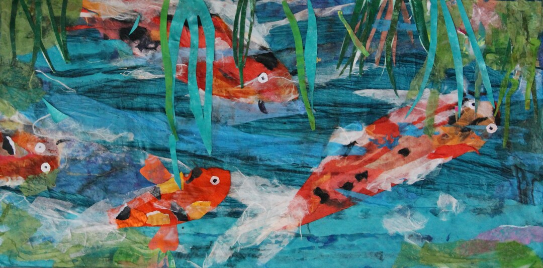 Mixed Media Collage - "koi Fish I" - Etsy