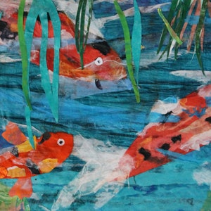 Mixed Media Collage - "koi Fish I" - Etsy