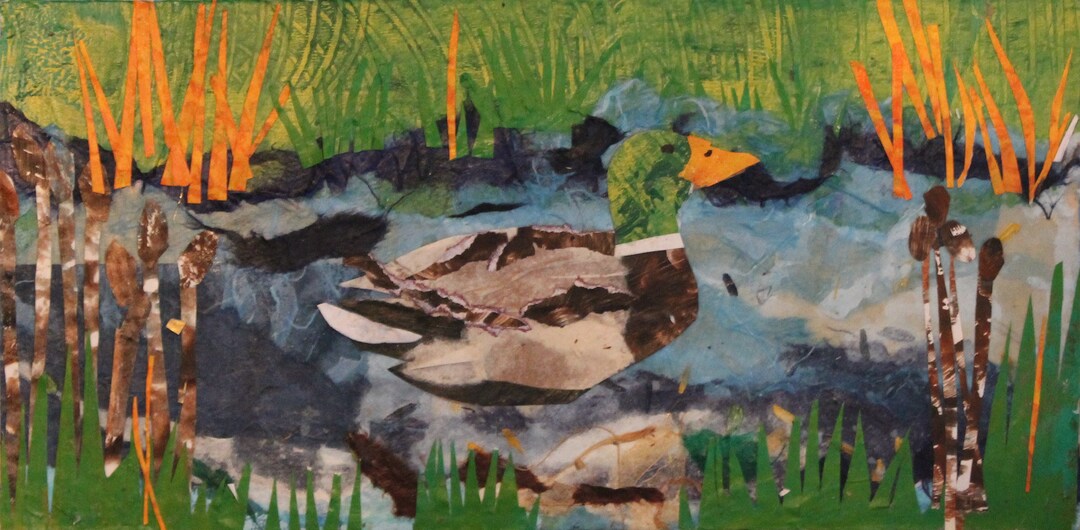 Mixed Media Collage - "mallard" - Etsy