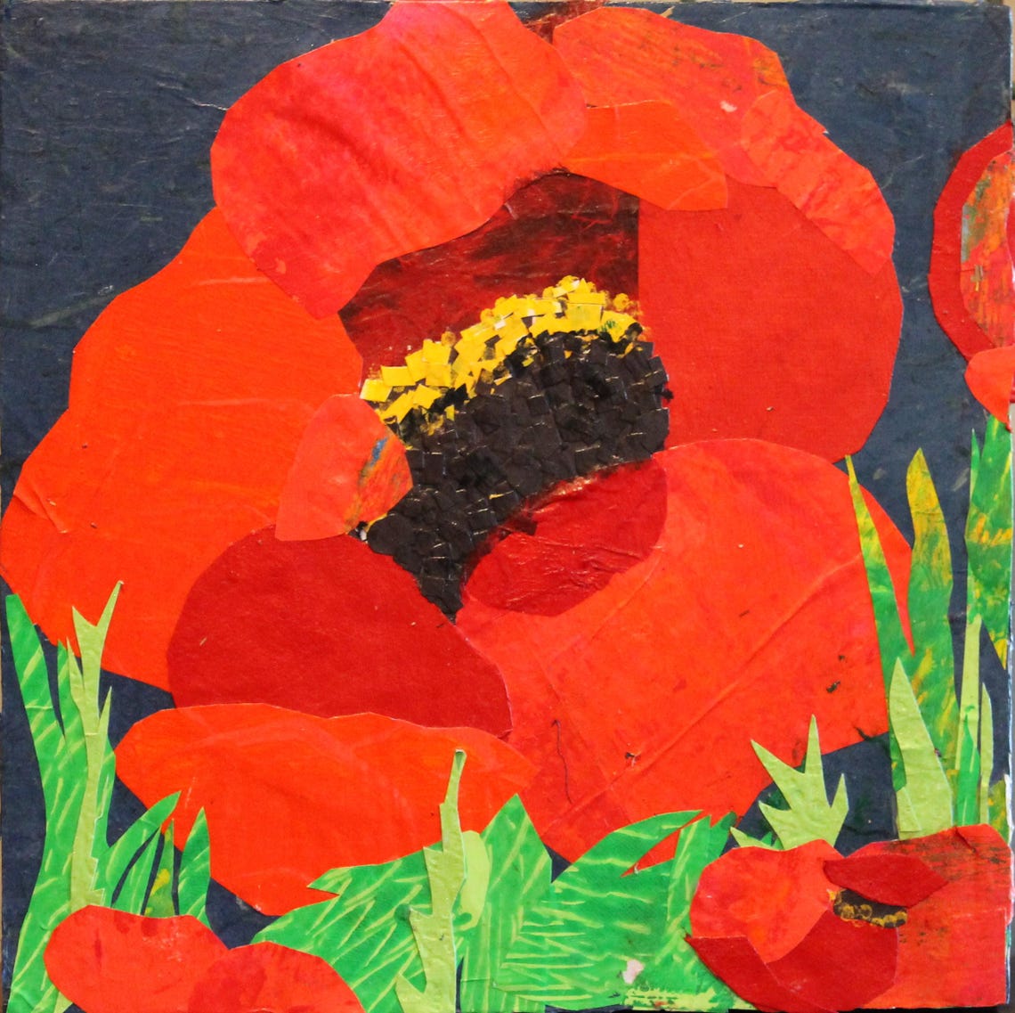Mixed Media Collage - "georgia Poppy" - Etsy