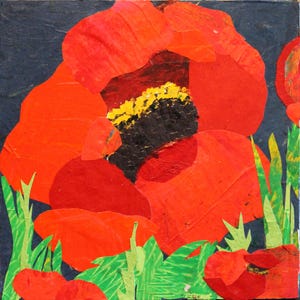 Mixed Media Collage - "georgia Poppy" - Etsy