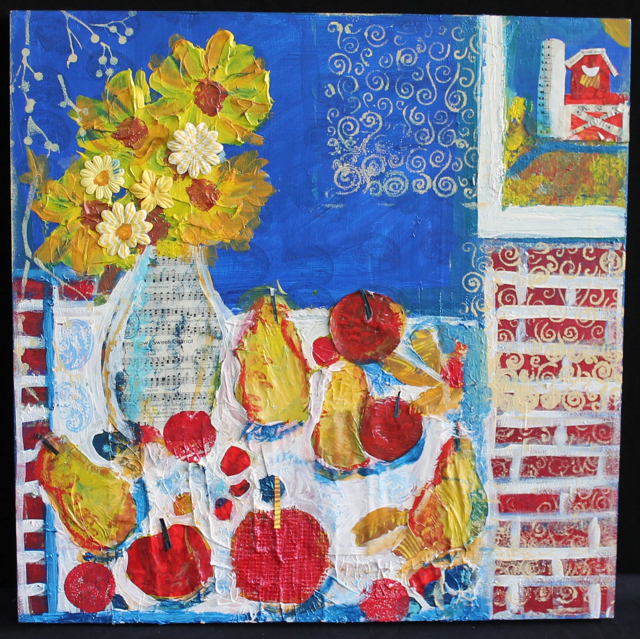 Mixed Media Collage still Life in Primary Colors - Etsy