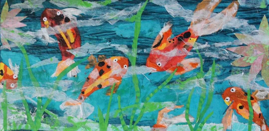 Mixed Media Collage - "koi Fish Ii" - Etsy