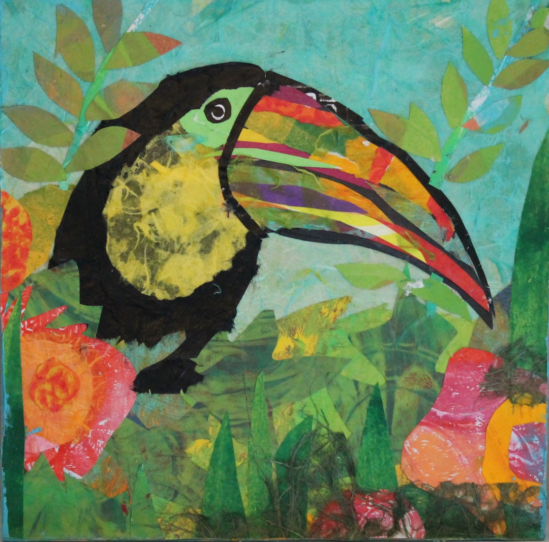 Mixed Media Collage - "toucan" - Etsy