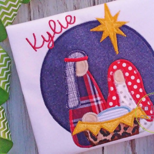 Christmas Nativity Scene Applique Design Mary Joseph Baby - Etsy