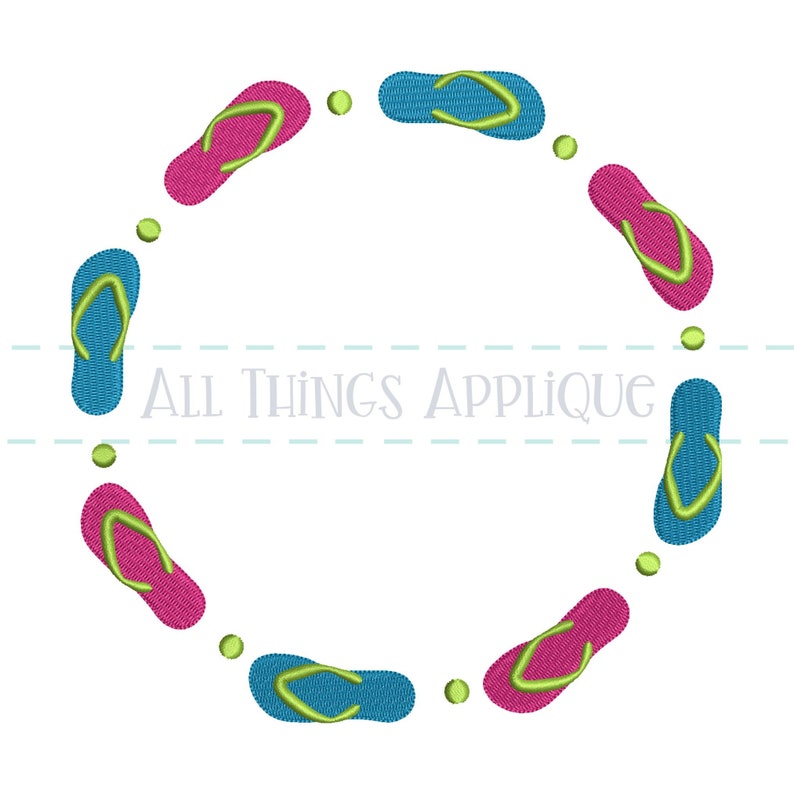 Flip Flops Summer Monogram Frame Embroidery Design for Use With ...