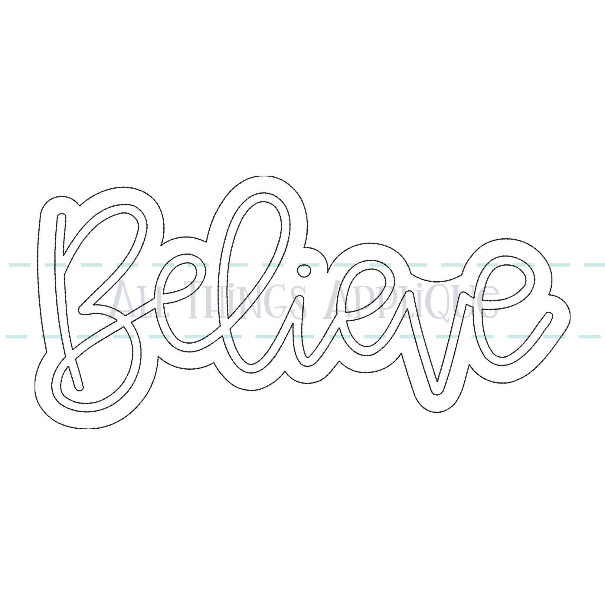 Believe Hand Lettered Cursive Applique Design Double Layer - Etsy