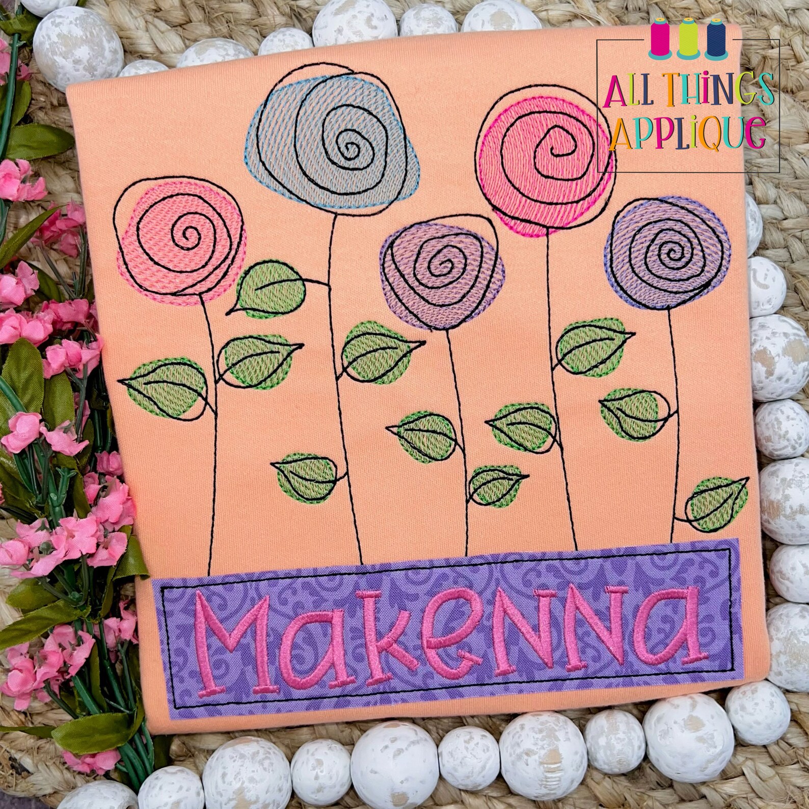 Sketch Scribble Stitch Spring Flowers Embroidery Design by All - Etsy