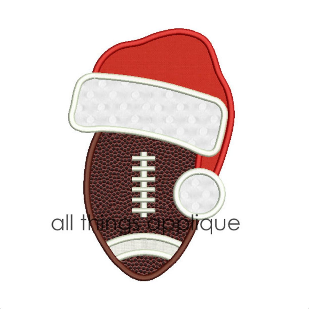 Football Santa Hat SATIN Stitch (213) - Christmas Applique Design - 4 ...