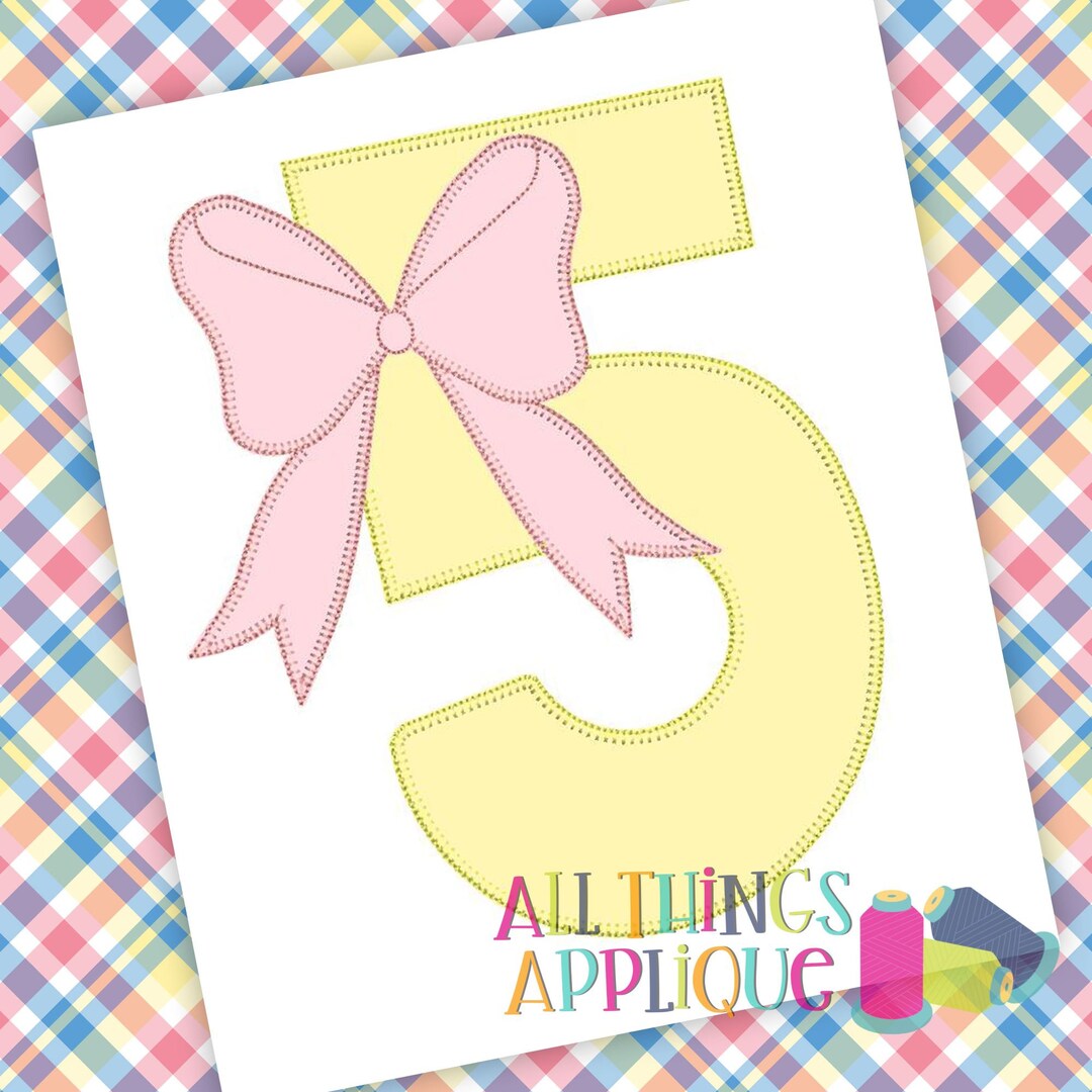 Birthday Number Applique Design for Machine Embroidery - Number 5 Five ...