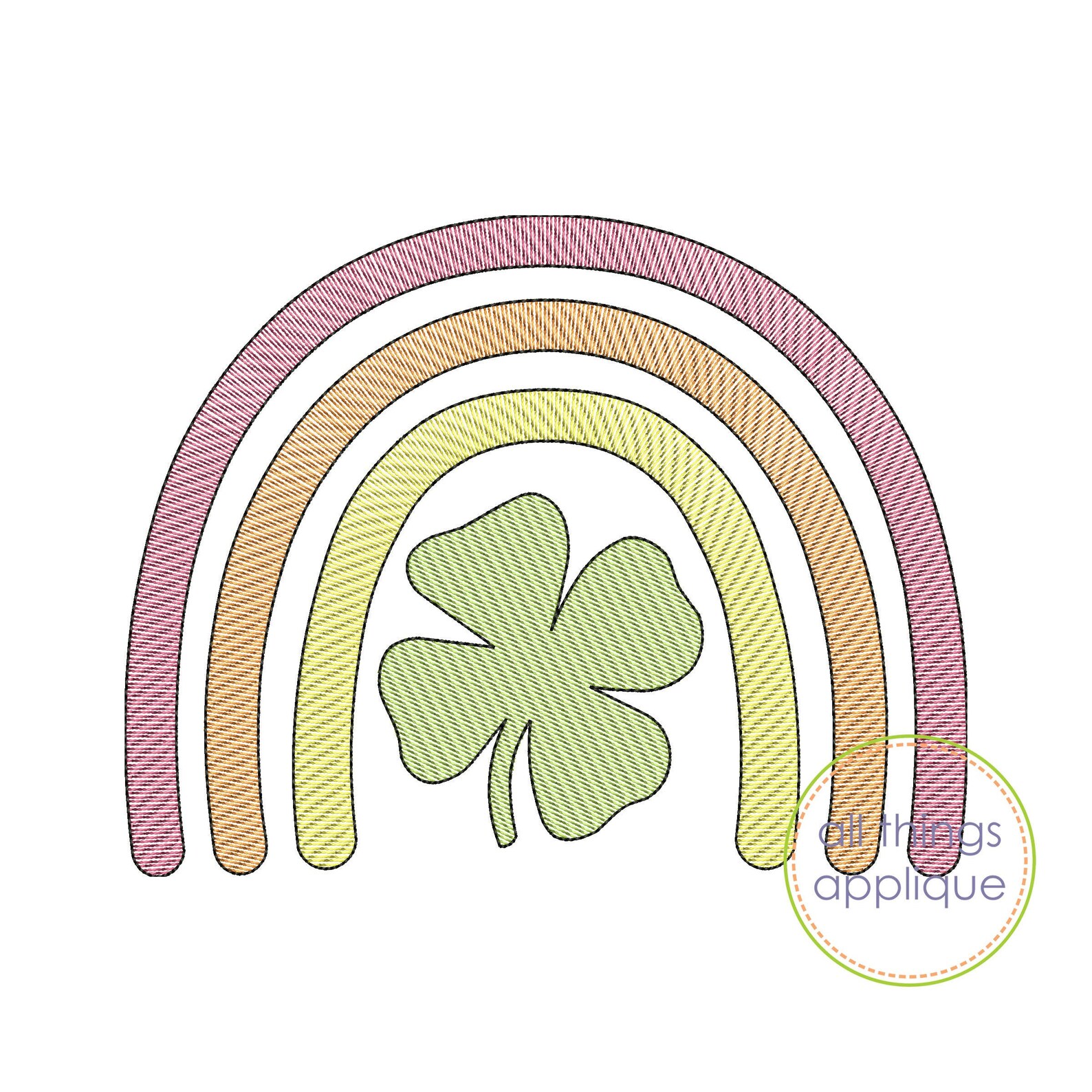 St. Patrick's Day Rainbow Clover Shamrock Sketch Stitch | Etsy