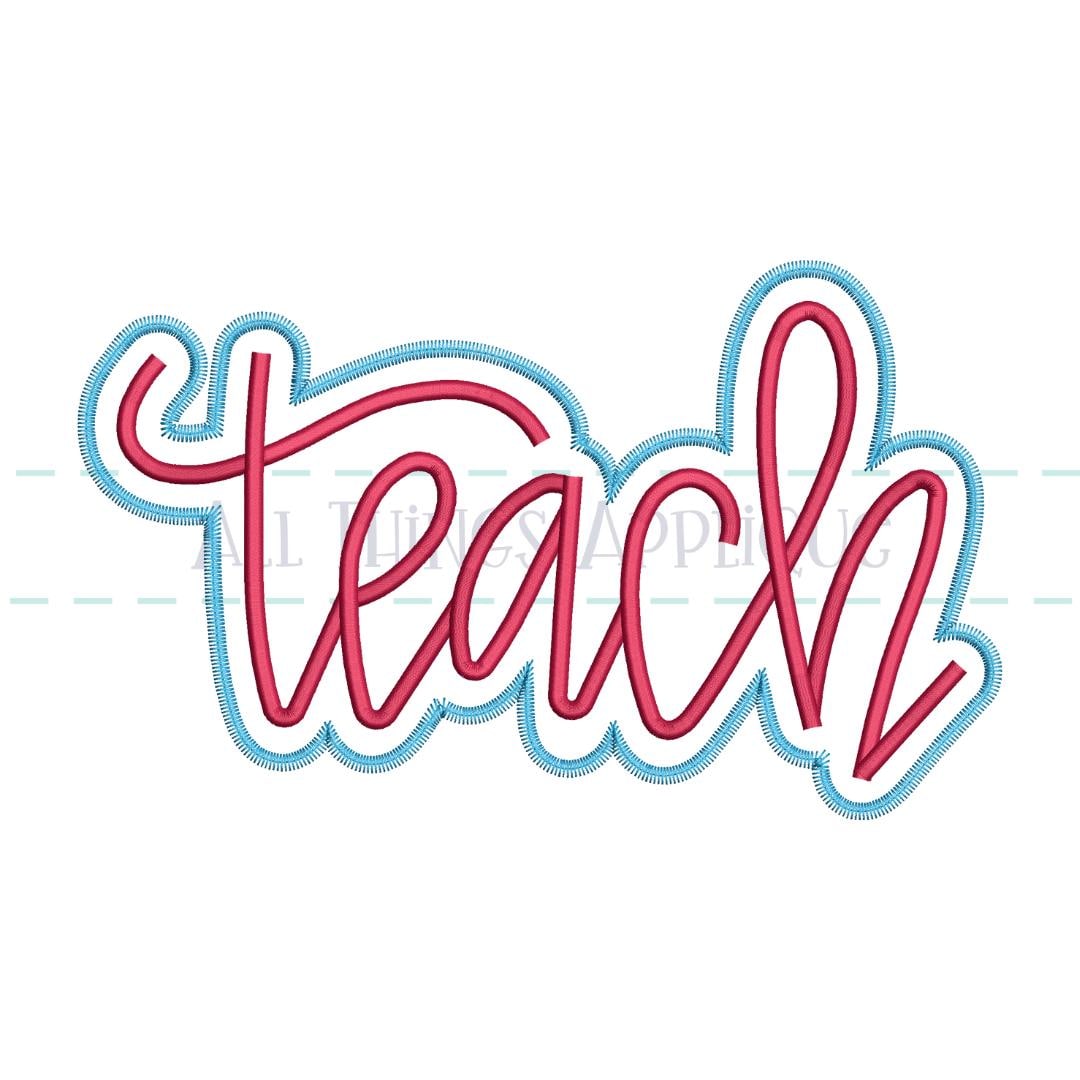 Teach Hand Lettered Cursive Applique Design - Double Layer Stacked Zig ...