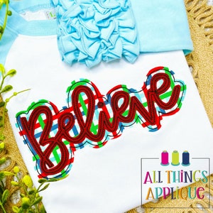 Believe Hand Lettered Cursive Applique Design - Double Layer Stacked ...
