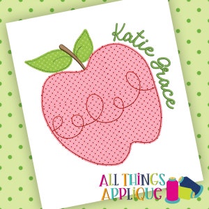 Apple Applique Design - Back to School Machine Embroidery Design ...