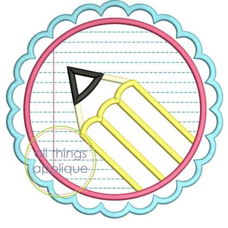 Pencil Scallop Patch Applique Design (#771) - SATIN Stitch - 4 Sizes ...
