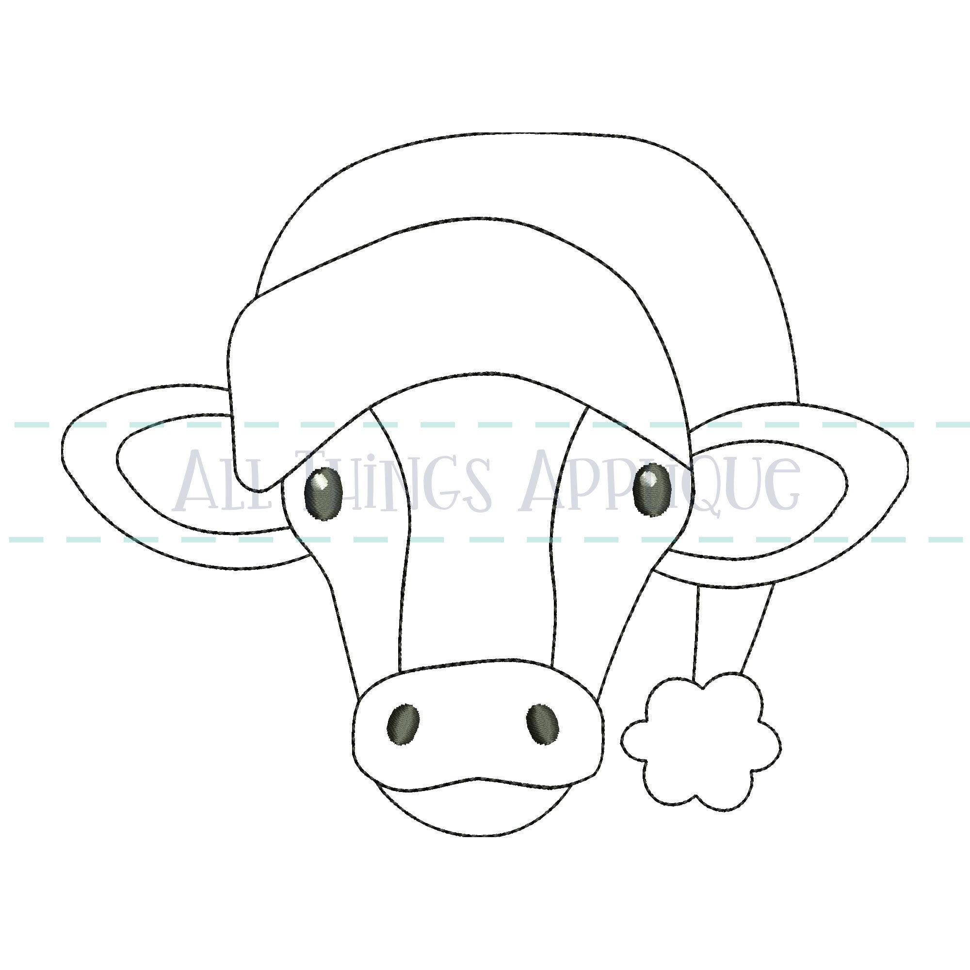 Santa Cow Bean Stitch Applique Design for Machine Embroidery by All ...