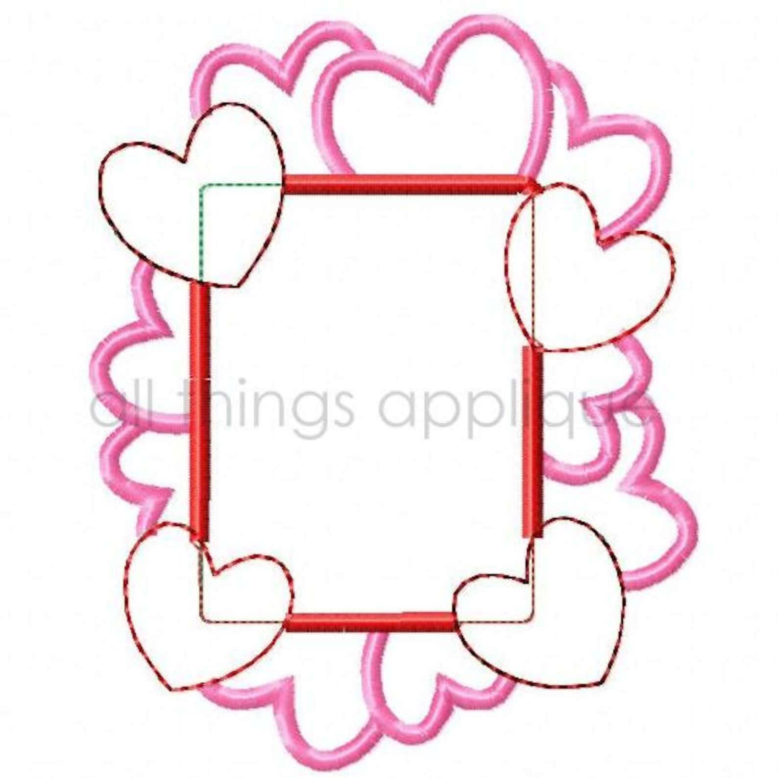Heart Frame Patch Valentine Applique Design Machine - Etsy