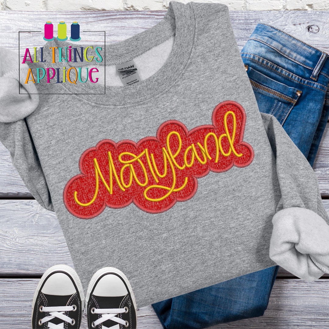 Maryland Hand Lettered Machine Embroidery Applique Design - Double ...