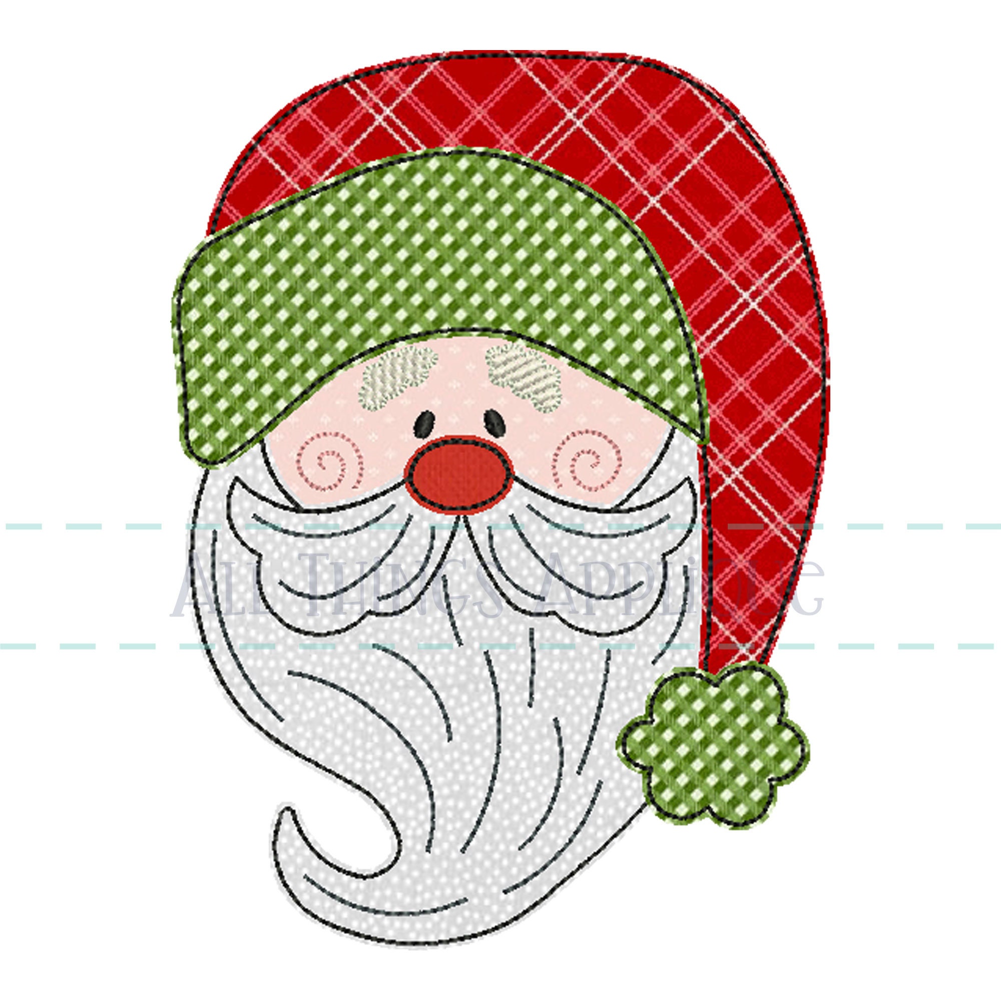 Santa Applique Design for Machine Embroidery in Bean Stitch Vintage ...