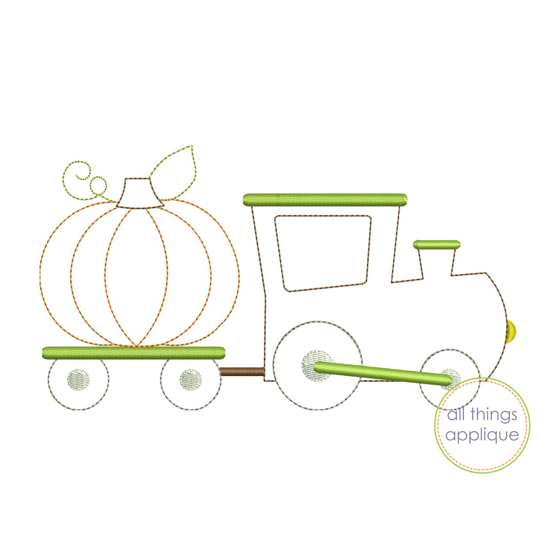 Pumpkin Train Applique - Bean Stitch (#1176) - Halloween Applique ...