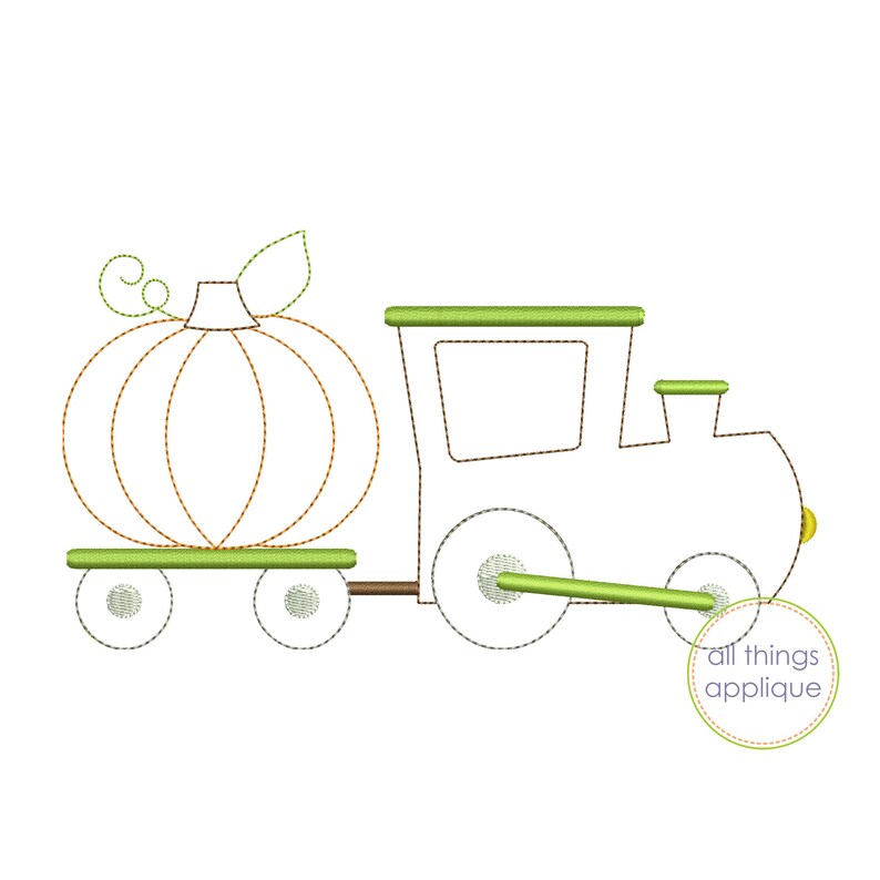 Pumpkin Train Applique - Bean Stitch (#1176) - Halloween Applique ...