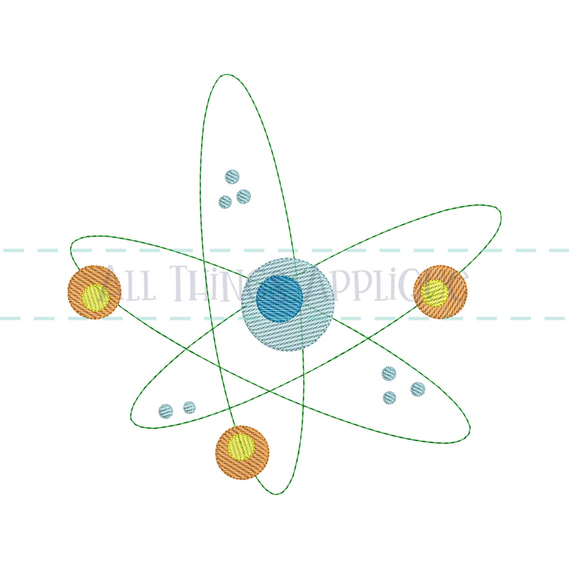 Science Atom Machine Embroidery Design by All Things Applique - Etsy