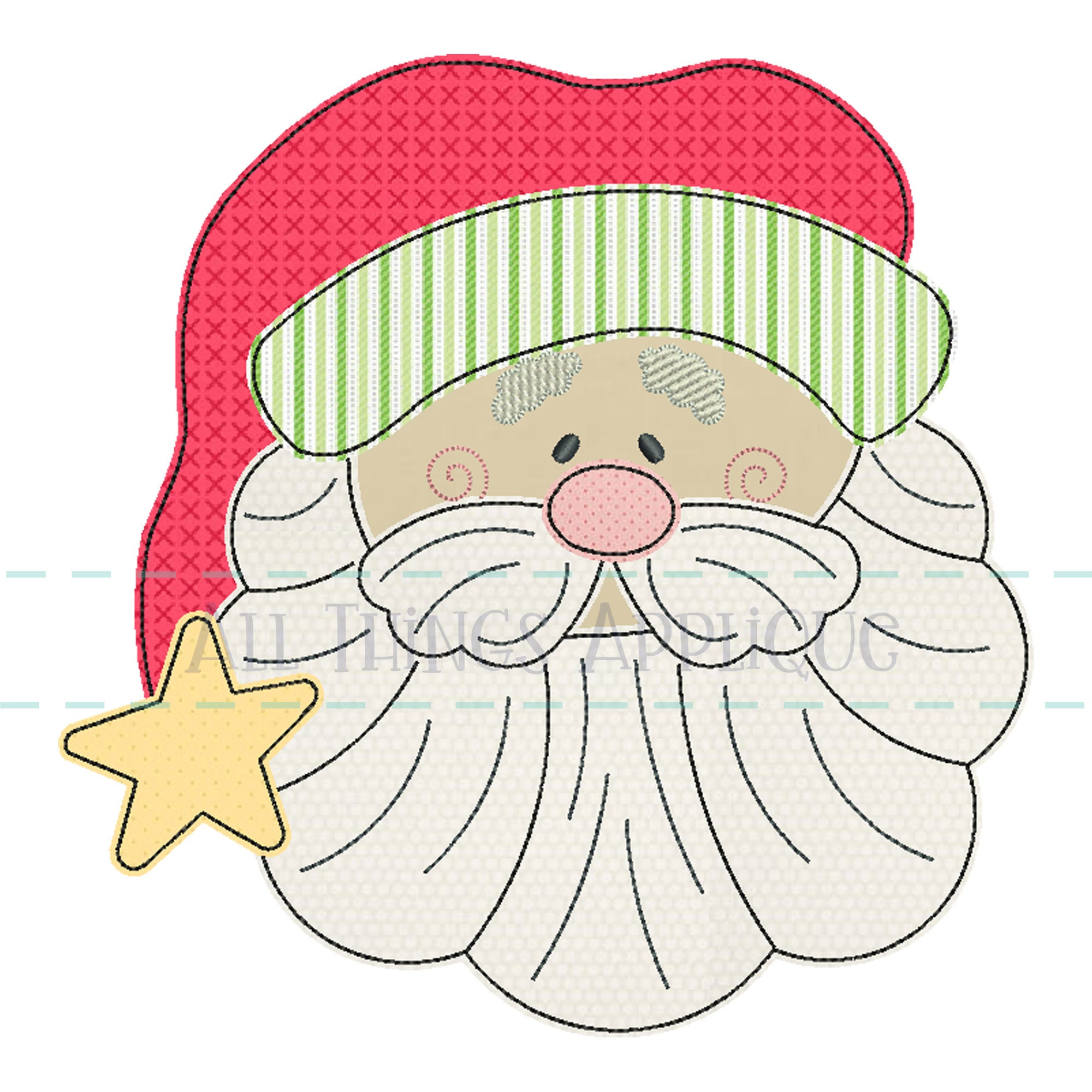 Christmas Santa Applique Design for Machine Embroidery in Bean | Etsy