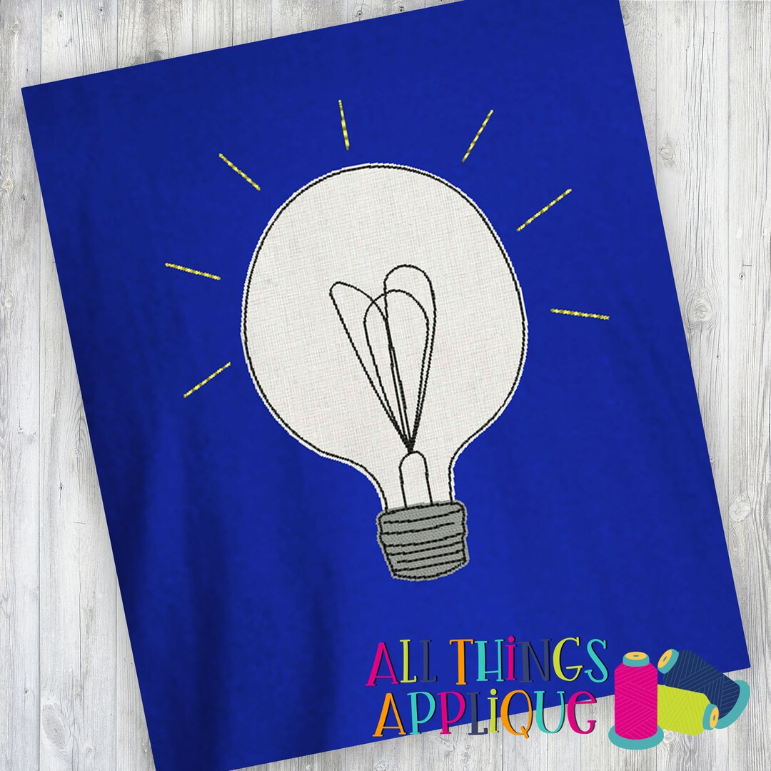 Light Bulb Applique Design for Machine Embroidery - Bean Stitch Machine ...