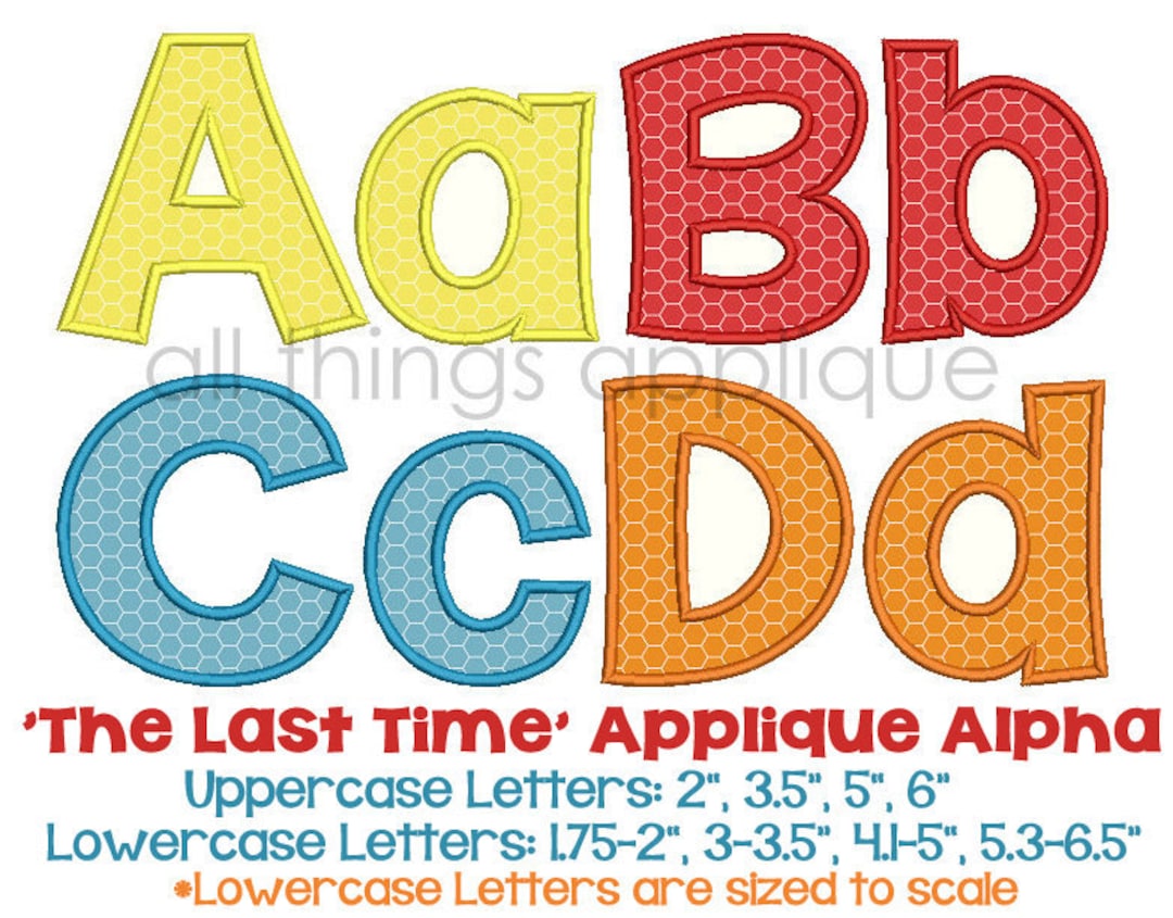 Applique Alphabet Font the Last Time - 26 Letters - Upper and Lower - 4 ...
