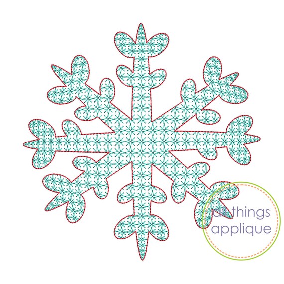 Snowflake Applique Design 1047 4 Sizes INSTANT | Etsy