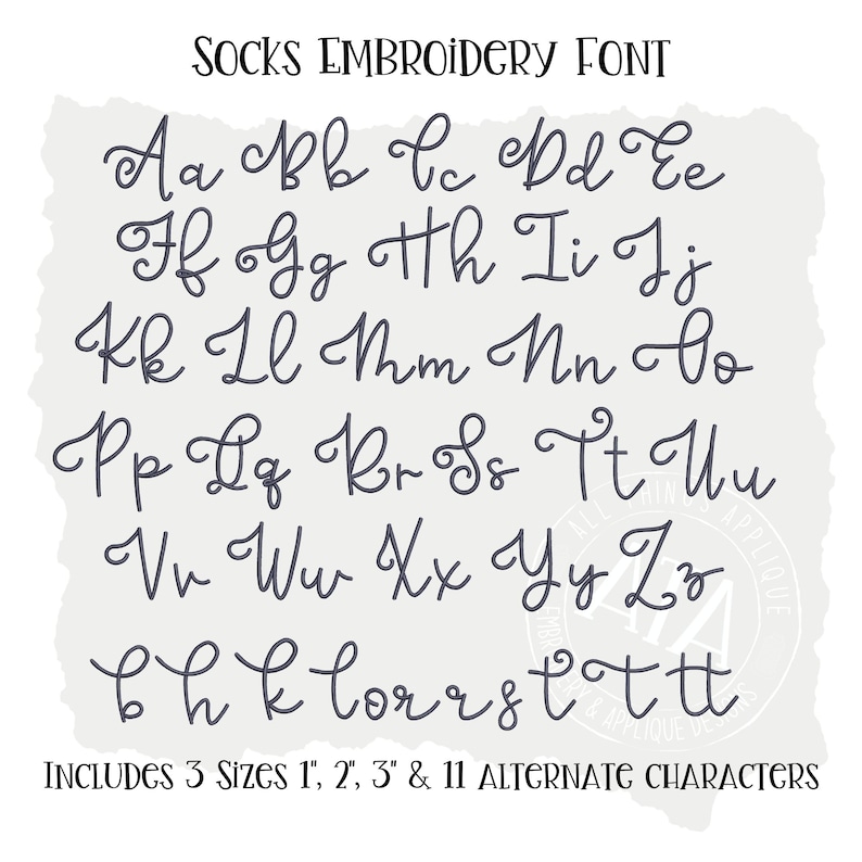 Mismatched Socks Font for Machine Embroidery - Two Fonts With Alternate ...